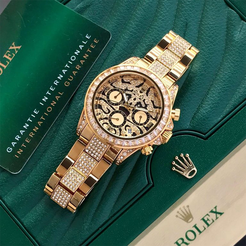 Rolex Daytona Ramzan Special Gold Diamond Metal Watch – Living Luxary